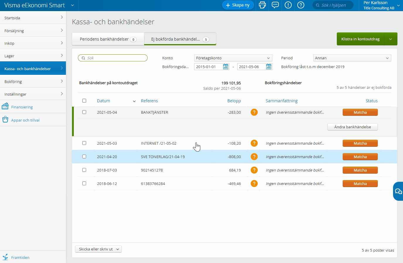 Bank transactions - Bookkeeping